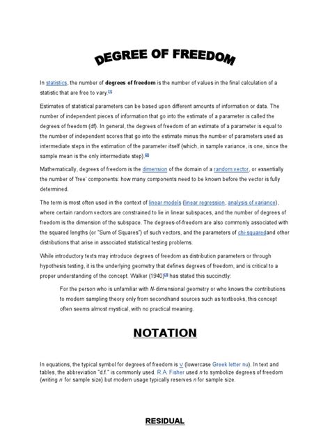 Degree Of Freedom Statistics Pdf Degrees Of Freedom Statistics Scientific Modeling