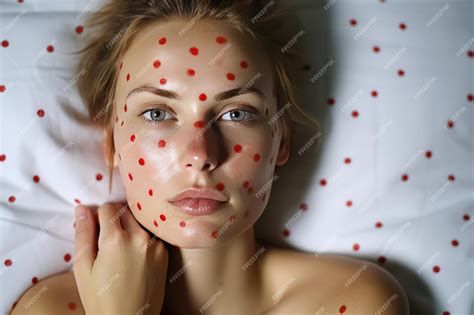 Premium Photo Woman With Red Spots On Face And Body