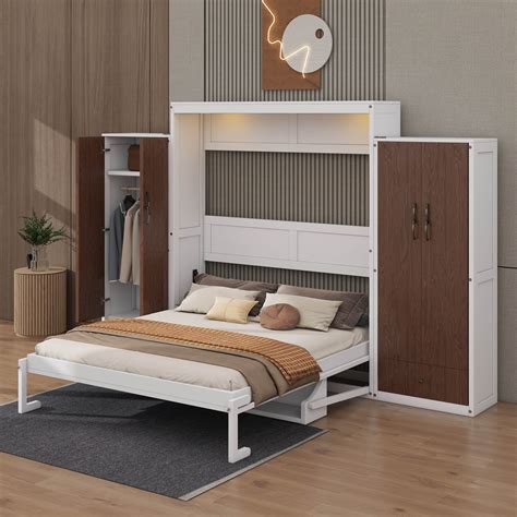 Red Barrel Studio Murphy Bed Featuring In Built Led Lamps A Wardrobe