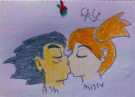 Ash And Misty Under The Mistletoe By Lugialover249 On Deviantart