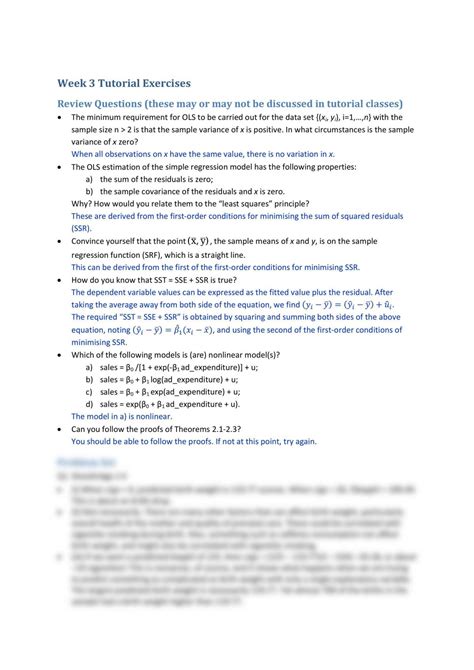 Econ2206 Wk3 Tutorial Answers Econ2206 Introductory Econometrics Unsw Thinkswap