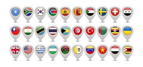 Map Marker Collection Of Pointer Or With Flags Design Template Vector