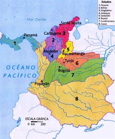 Mapa De La Gran Colombia 1819 1831