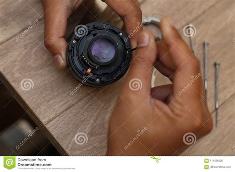 Fix Camera Lens Version Stock Image Image Of Check