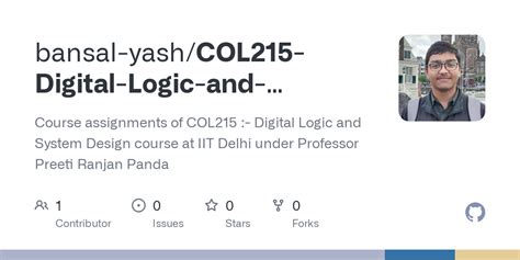 GitHub Bansal Yash COL215 Digital Logic And System Design Course