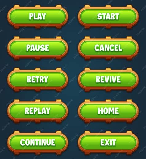 Premium Vector Game Ui Set Of Green Buttons With Editable Text Effect Gui To Build 2d Games