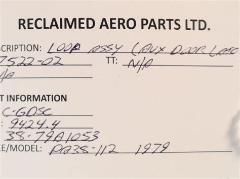 Loop Assy Aux Door Latch 8084 Aviators Market