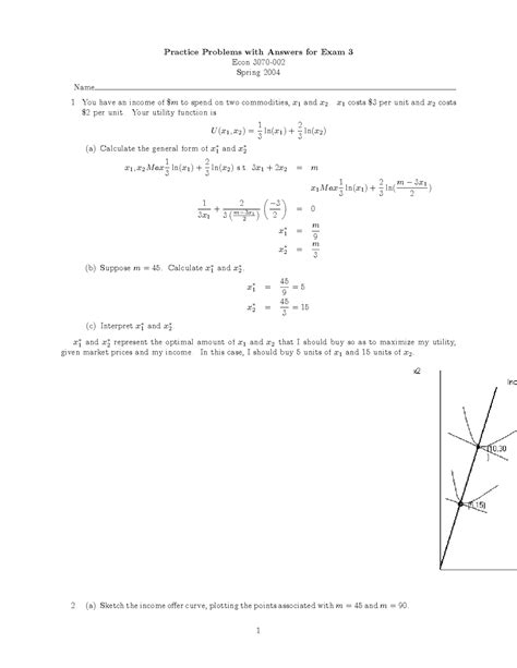 Solved Practice Problems On Intermediate Microeconomic Theory Econ 3070 Docsity