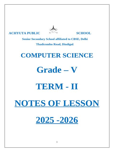 v computer science term ii nol 25 26 pdf computing software