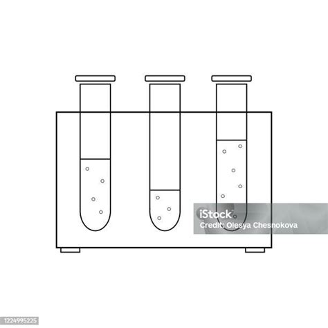 스탠드에 액체가있는 테스트 튜브 세트 검은 색 윤곽 흰색 배경 벡터 일러스트 레이션 아이콘 디자인 0명에 대한 스톡 벡터 아트 및 기타 이미지 Istock