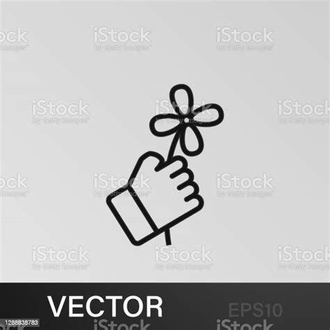 손으로 들고 꽃 윤곽 아이콘 웹 로고 모바일 앱 Ui Ux에 사용할 수 있습니다 0명에 대한 스톡 벡터 아트 및 기타 이미지 0명 꽃 나무 꽃 식물 Istock