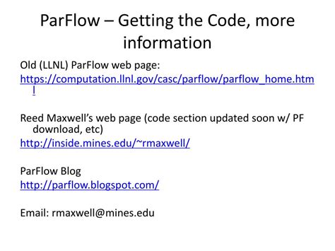 Ppt The Parflow Hydrologic Model Hpc Highlights And Lessons Learned Powerpoint Presentation