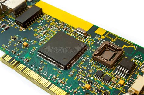 Single Chip Controller On Circuit Board With Strapping Stock Image Image Of Macro Circuit