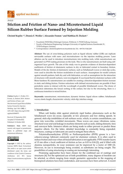 Pdf Stiction And Friction Of Nano And Microtextured Liquid Silicon Rubber Surface Formed By