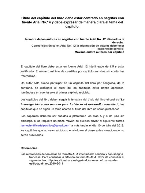 Ejemplo De Formato De Capitulo De Libro Pdf