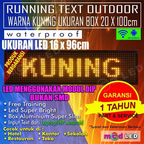 Jual Running Text Runningtext Led Display P10 Outdoor Out Door Warna Kuning Dip Outdoor Ukuran