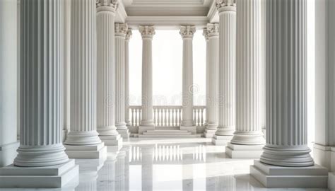 Elegant Ionic Columns Create Grand Architectural Colonnade White