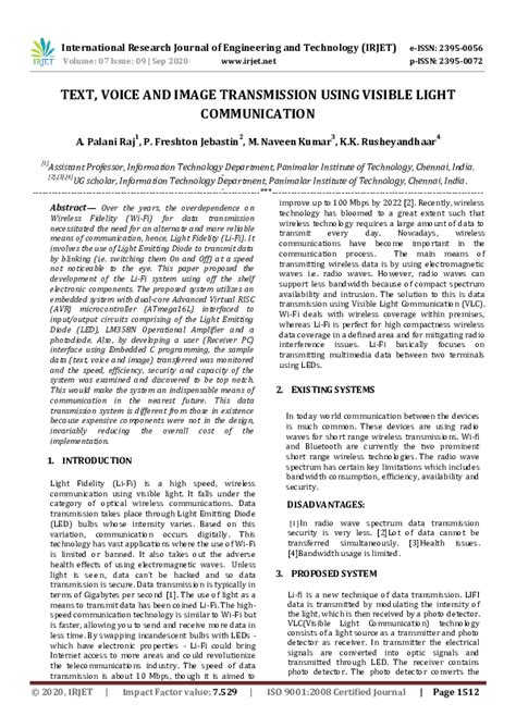 pdf irjet text voice and image transmission using visible light