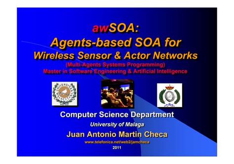 awsoa agents based soa for wireless sensor and actor networks ppt