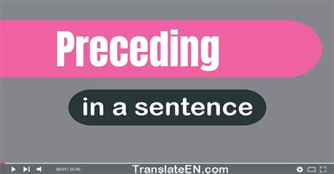 Preceding In A Sentence