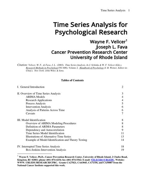 Pdf Time Series Analysis