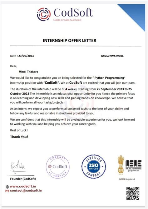 Minal Thakare On Linkedin Codsoft Codsoftinternship Pythonprogramming