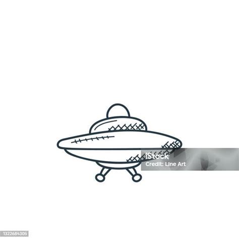 우주 및 항공기 개념에서 Ufo 아이콘 벡터 Ufo 편집 가능한 스트로크의 얇은 선 그림 웹 및 모바일 앱 로고 인쇄 미디어에