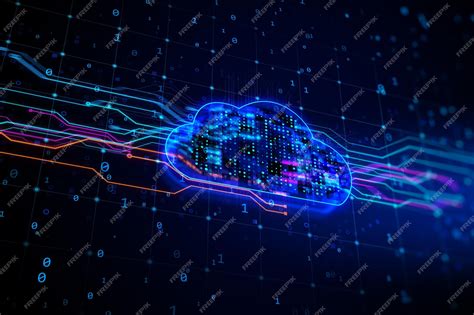 Premium Photo Close Up Of Abstract Glowing Cloud Lines Hologram On Dark Blue Background Cloud