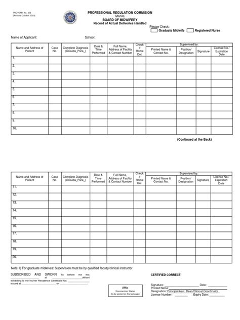 Prc Forms 1 Download Free Pdf Midwife Midwifery