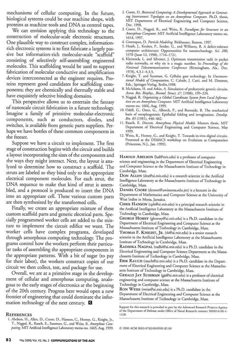 Amorphous Computing Communications Of The Acm