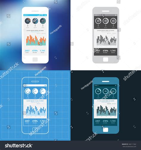 Mobile App Single Screen Ui Kit Vector De Stock Libre De Regalías 346111562 Shutterstock