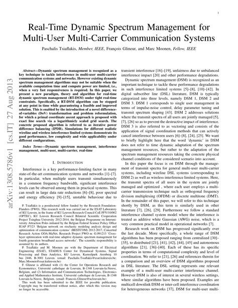 pdf real time dynamic spectrum management for multi user multi