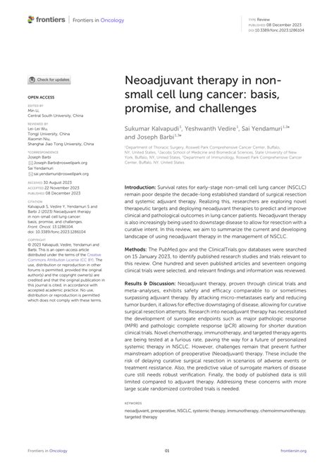 Pdf Neoadjuvant Therapy In Non Small Cell Lung Cancer Basis Promise