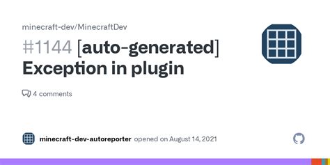 Auto Generated Exception In Plugin · Issue 1144 · Minecraft Dev