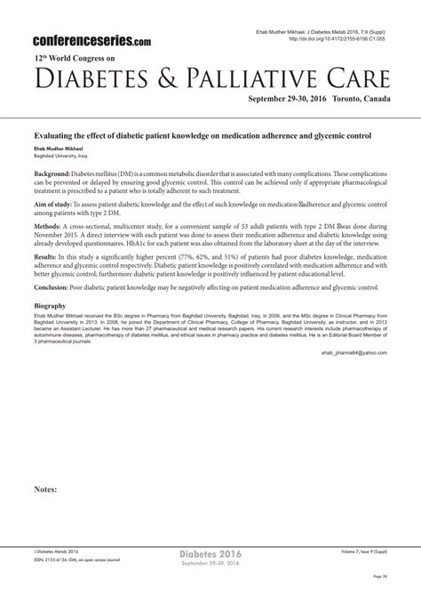 Pdf Evaluating The Effect Of Diabetic Patient Knowledge On Medication Adherence And Glycemic