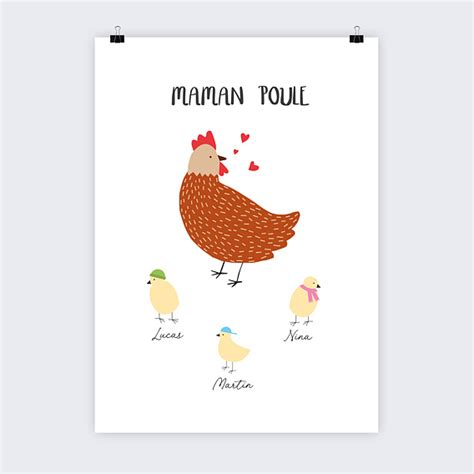 Poster Personnalisé Maman Poule Popcarte