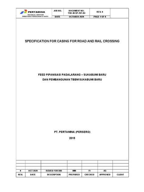 Specification Casing Road And Rail Crossing Pdf Pipe Fluid