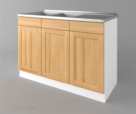 Долен кухненски шкаф с двукоритна мивка Калатея Натурална Kuhnia Bg