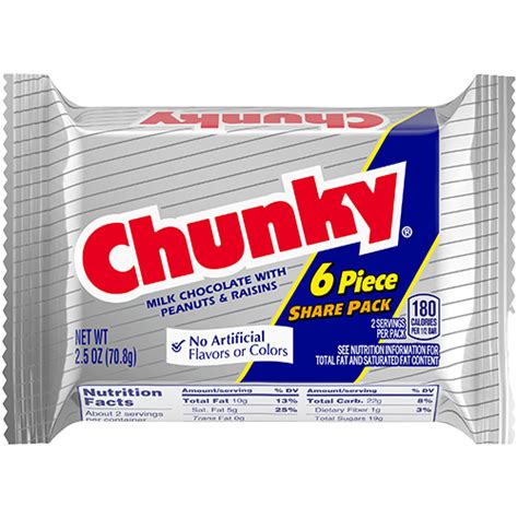 Chunky Candy Bar 6 Piece Share Pack 25 Oz All City Candy