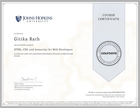 Gitika Rath On Linkedin Johnshopkinsuniversity Coursera Html Css Javascript