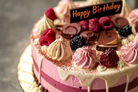 Birthday Cake Delicious Birthday Cake With Pink Layers Stock Image