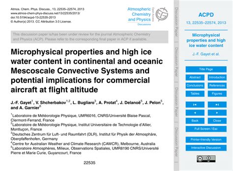 Pdf Microphysical Properties And High Ice Water Content In Continental And Oceanic Mescoscale