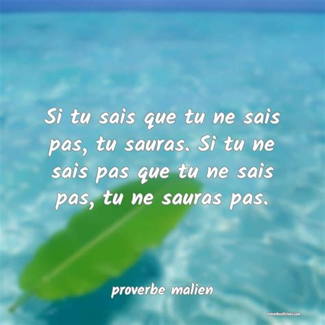 26 Proverbe Malien Si Tu Sais Que Tu Ne Sais Pas