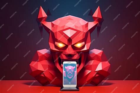 3d 렌더링 이미지 그래픽 일러스트레이션 생성 Ai로 악마와 나쁜 인공 지능 제어 세계 프리미엄 사진