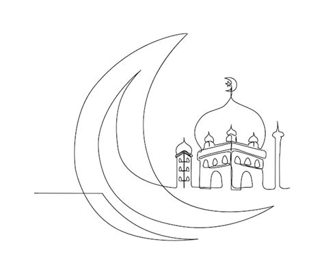 Premium Vector Continuous One Line Drawing Of Ramadan Kareem Symbol Simple Illustration Of