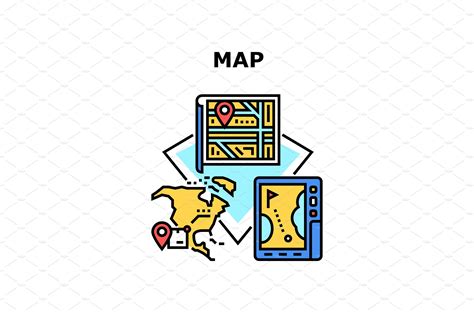 Map Navigation Vector Concept Color Vector Graphics ~ Creative Market