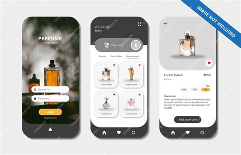 Premium Vector Perfume App Screen Interface Design