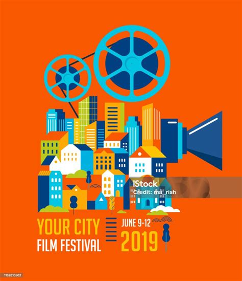 영화제 영화 및 영화 포스터 창조적 인 복고풍 벡터 디자인 컨셉 필름통에 대한 스톡 벡터 아트 및 기타 이미지 필름통