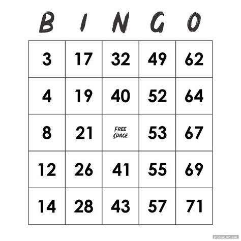 Free Printable Bingo Cards With Numbers 1 75