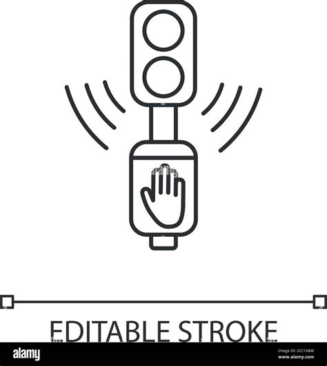 Acoustic Traffic Lights Signals Linear Icon Audible Traffic Signal For